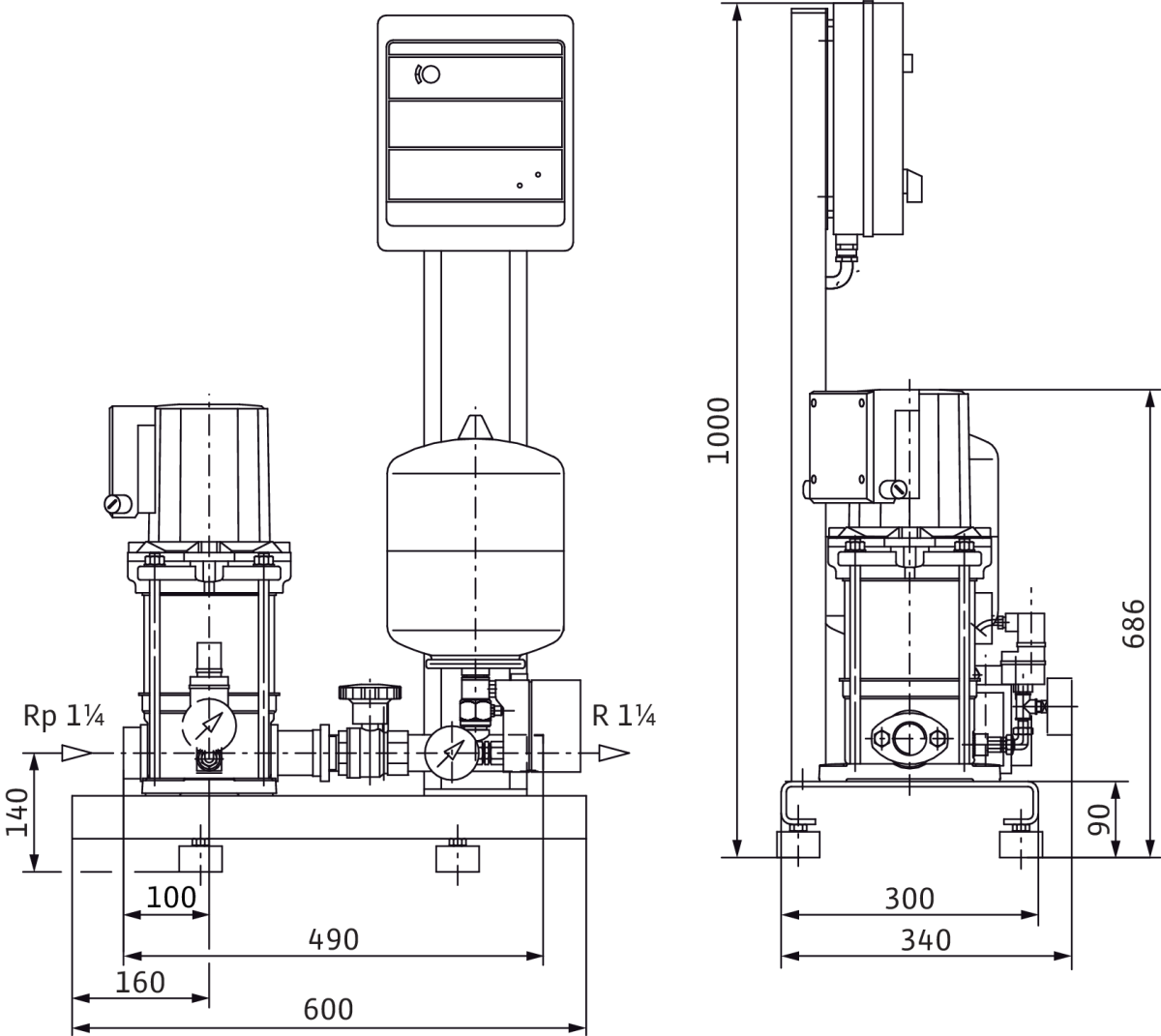 Wilo Einzelpumpenanlage Economy CO-1 MVIS 410/ERPN16,Rp11/4/R11/4,2.2kW
